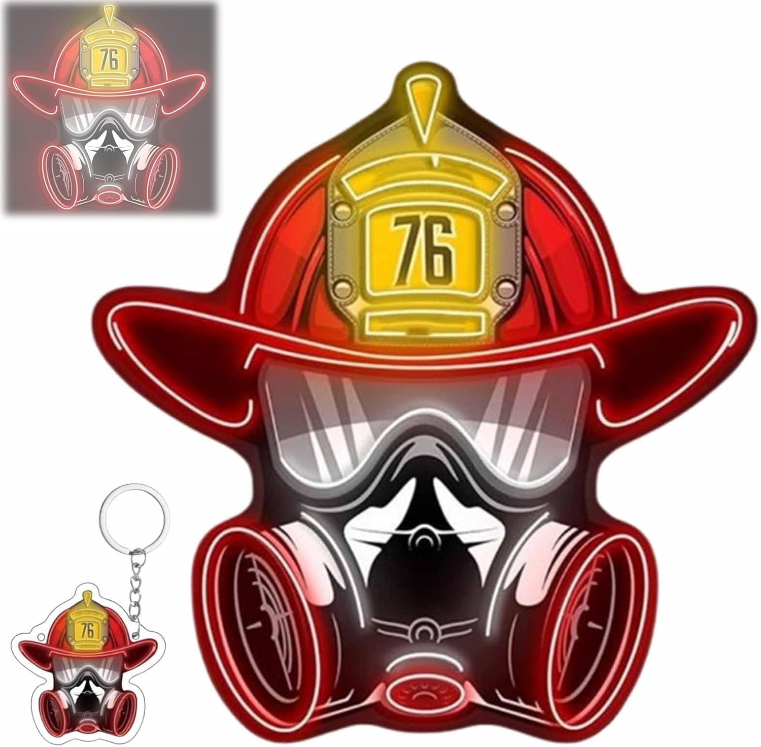 Firefighter Helmet Neon Sign -LED Neon Pop Art, USB Powered Neon Light ...