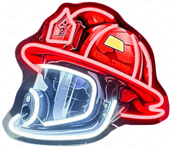 Firefighter Helmet Neon Sign, LED Neon Pop Firefighting Hero's Helmet ...