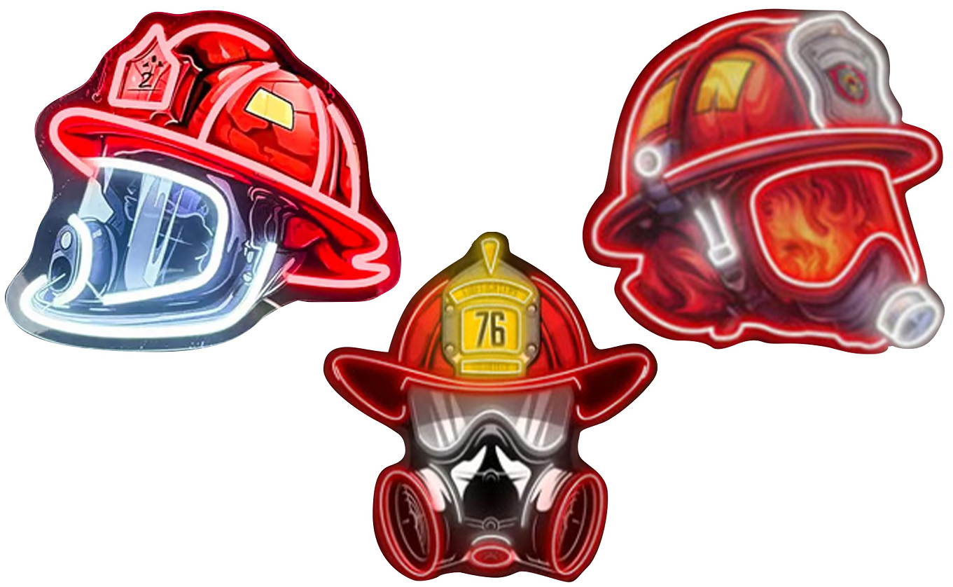 Firefighter Helmet Neon Sign, LED Neon Pop Firefighting Hero's Helmet ...