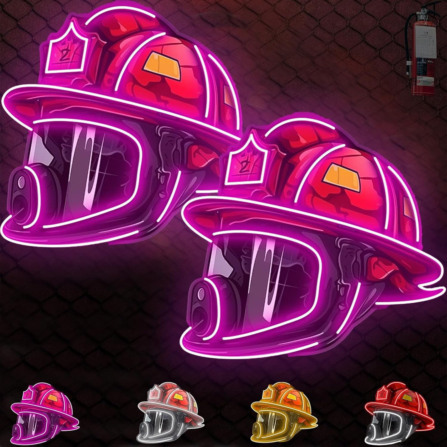 Firefighter Helmet Neon Sign, Led Firefighter Neon Sign with Switch and ...