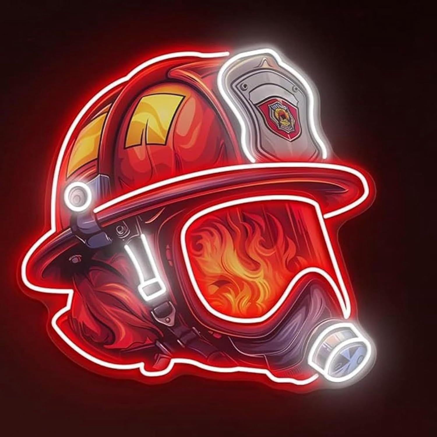 Firefighter Helmet Neon Sign, Neon Signs for Wall Decor, USB Powered ...