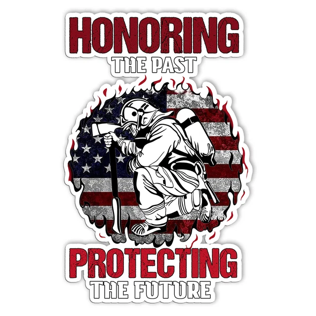 Firefighter Honor Sticker America Flag Retro Fireman Decals Phone Decal ...