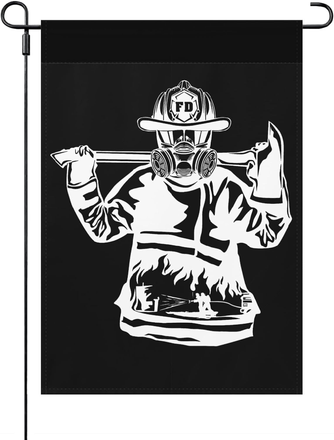 Firefighter House FlagsRetro Yard Flag Yard Garden Flags Double Sided ...