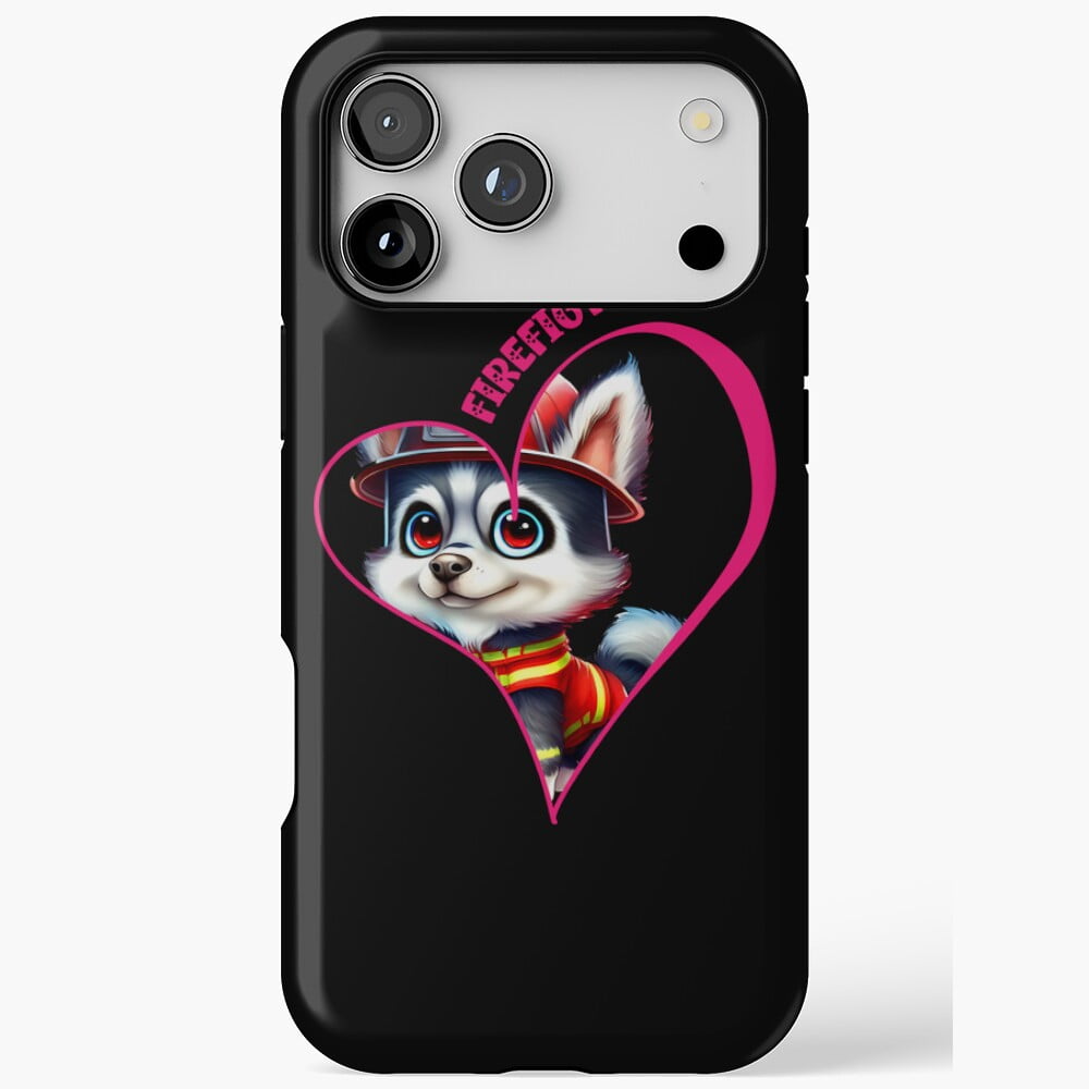 Firefighter Husky Love Dog Breed Art iPhone Case 17 16 15 14 13 12 11 ...