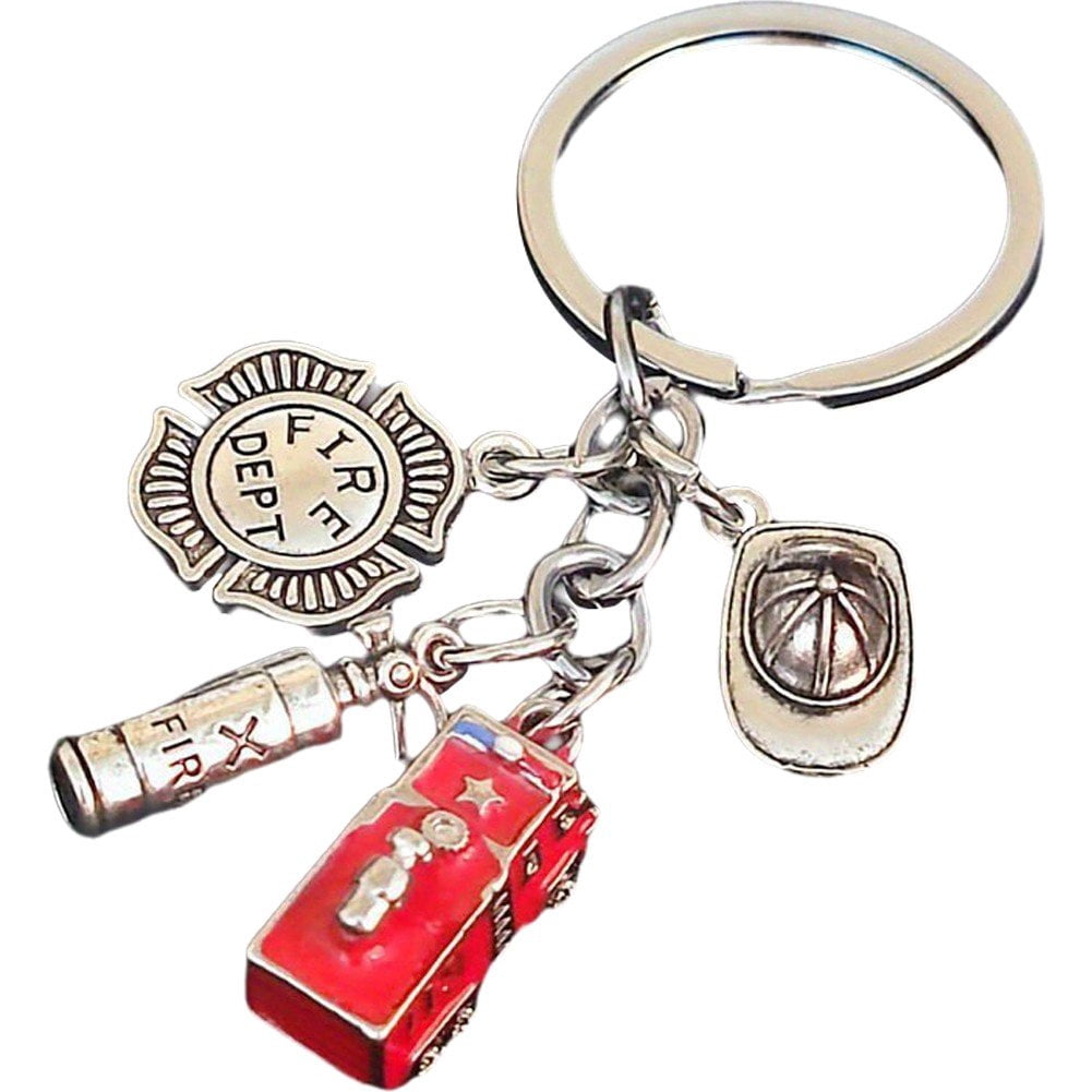 Firefighter Keychain Fire Extinguisher Keychain Fire Engine Keychain ...