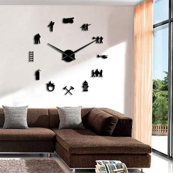Firefighter Love DIY Giant Wall Clocks Fire Department Office Big Clock ...