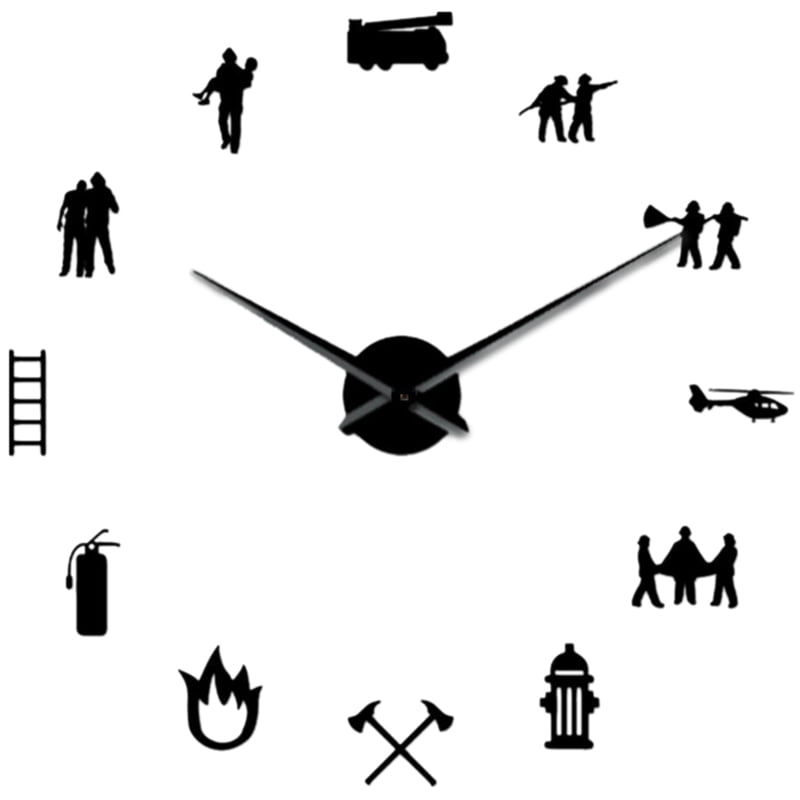 Firefighter Love Diy Giant Fire Department Big Clock Watch Black ...