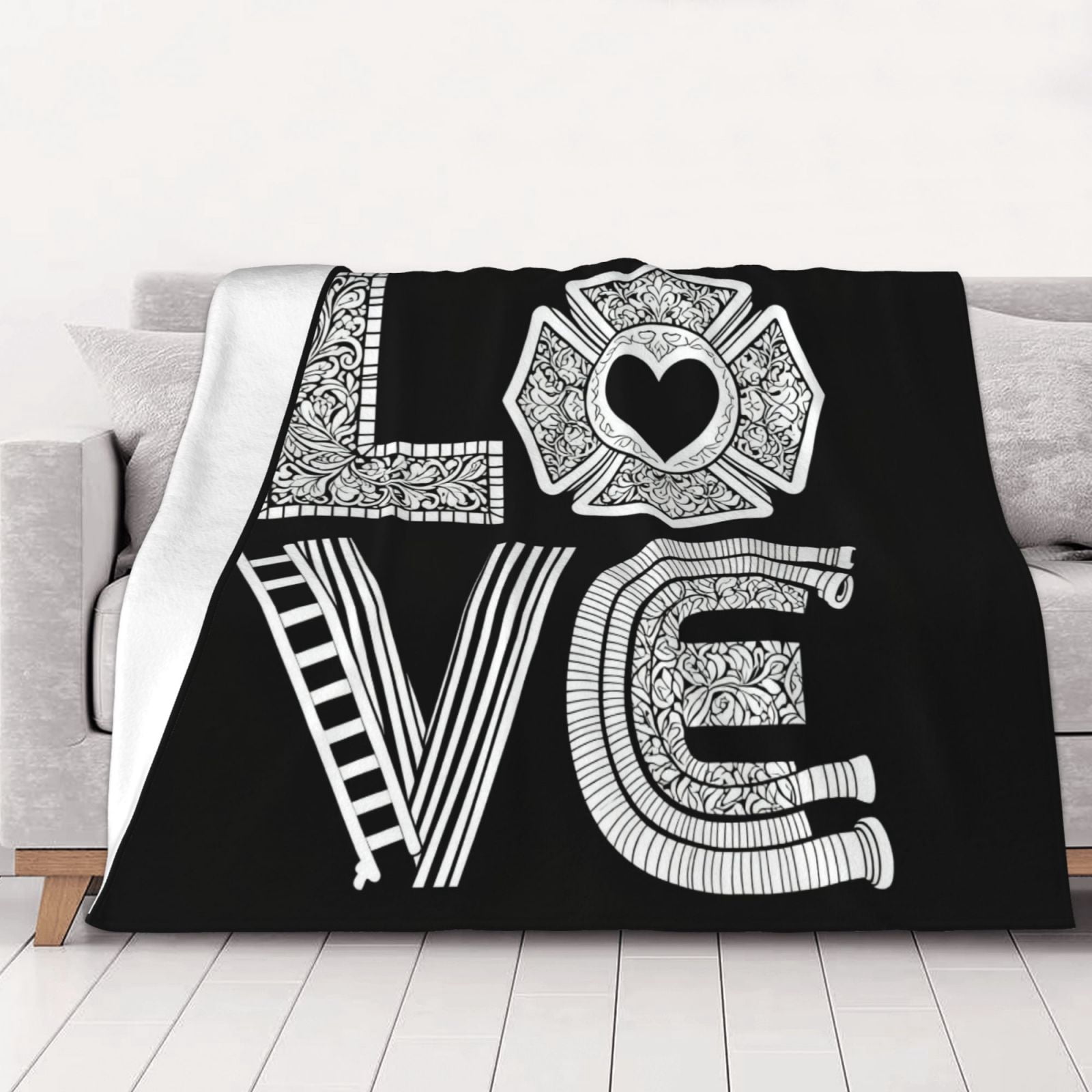 Firefighter Love Throws Blanket Fleece Soft Cozy Warm Plush for Travel ...