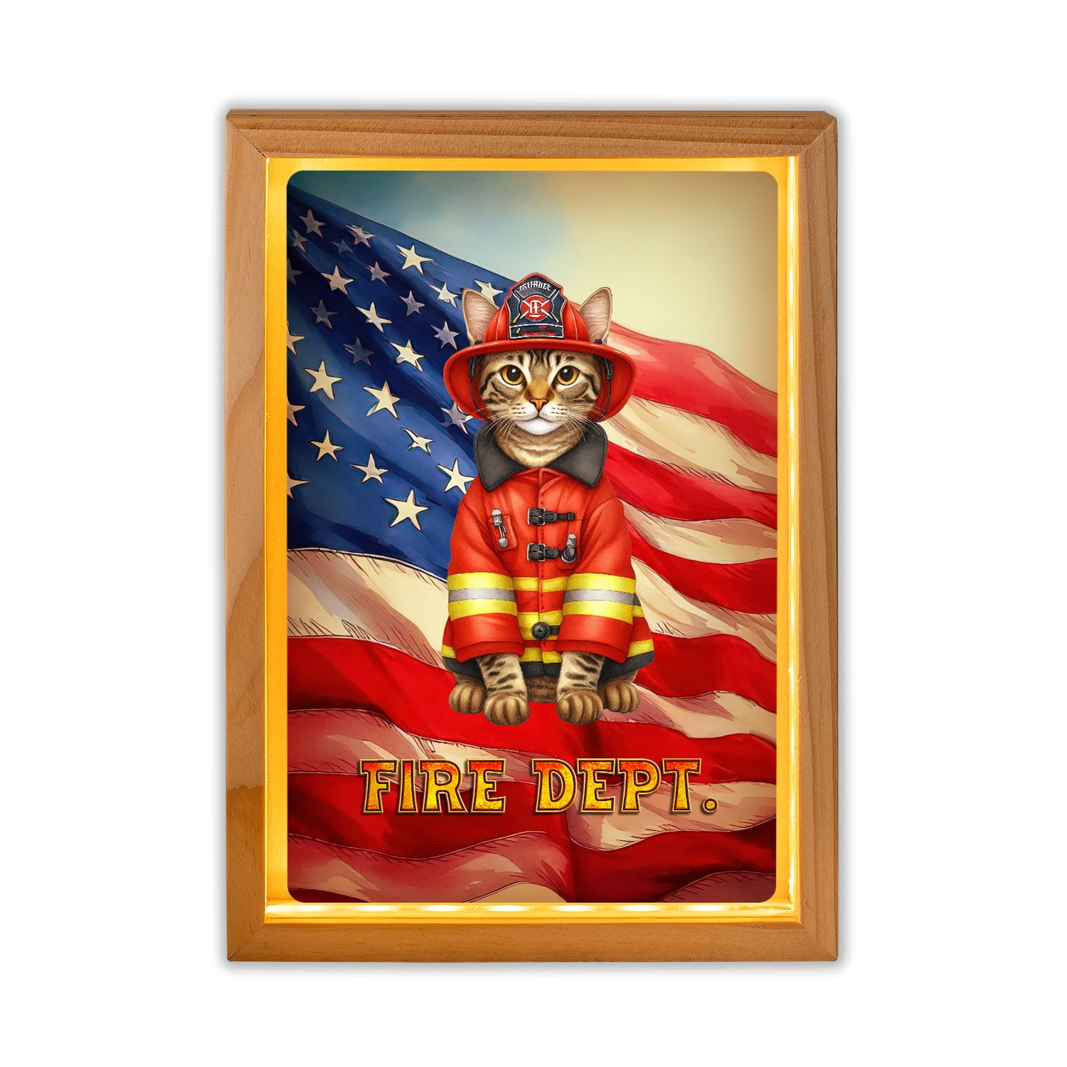 Firefighter Manx Hero Rescue Fire Dept Fireman USA Flag Acrylic Plaque ...