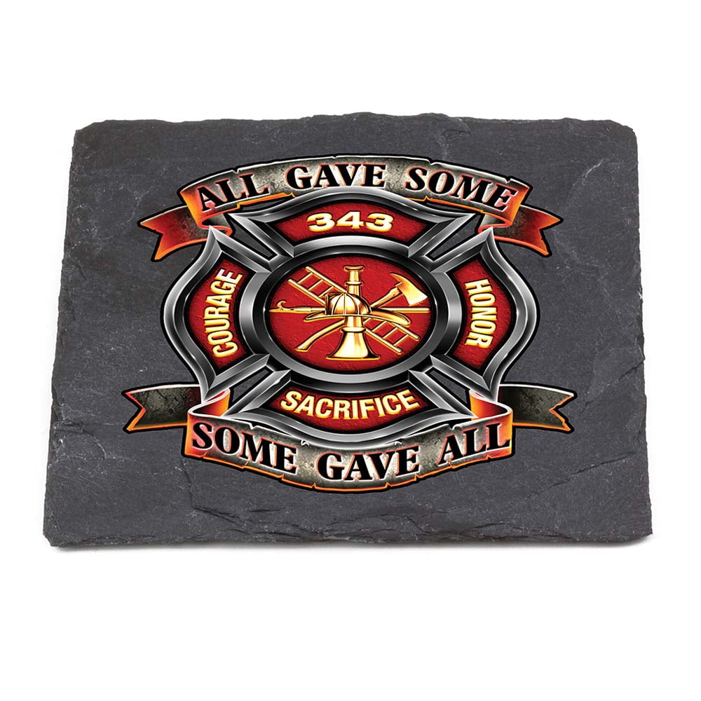 Firefighter Natural Stone Coaster- Honor Sacrifice 343 Badge (1 Piece ...