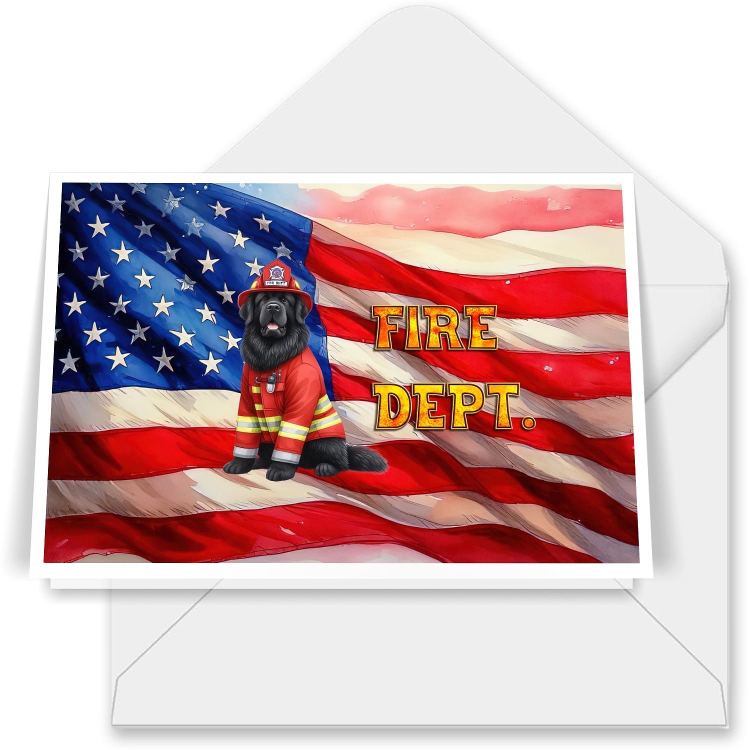 Firefighter Newfoundland Hero Rescue Fire Dept Fireman USA Flag 7x5in ...