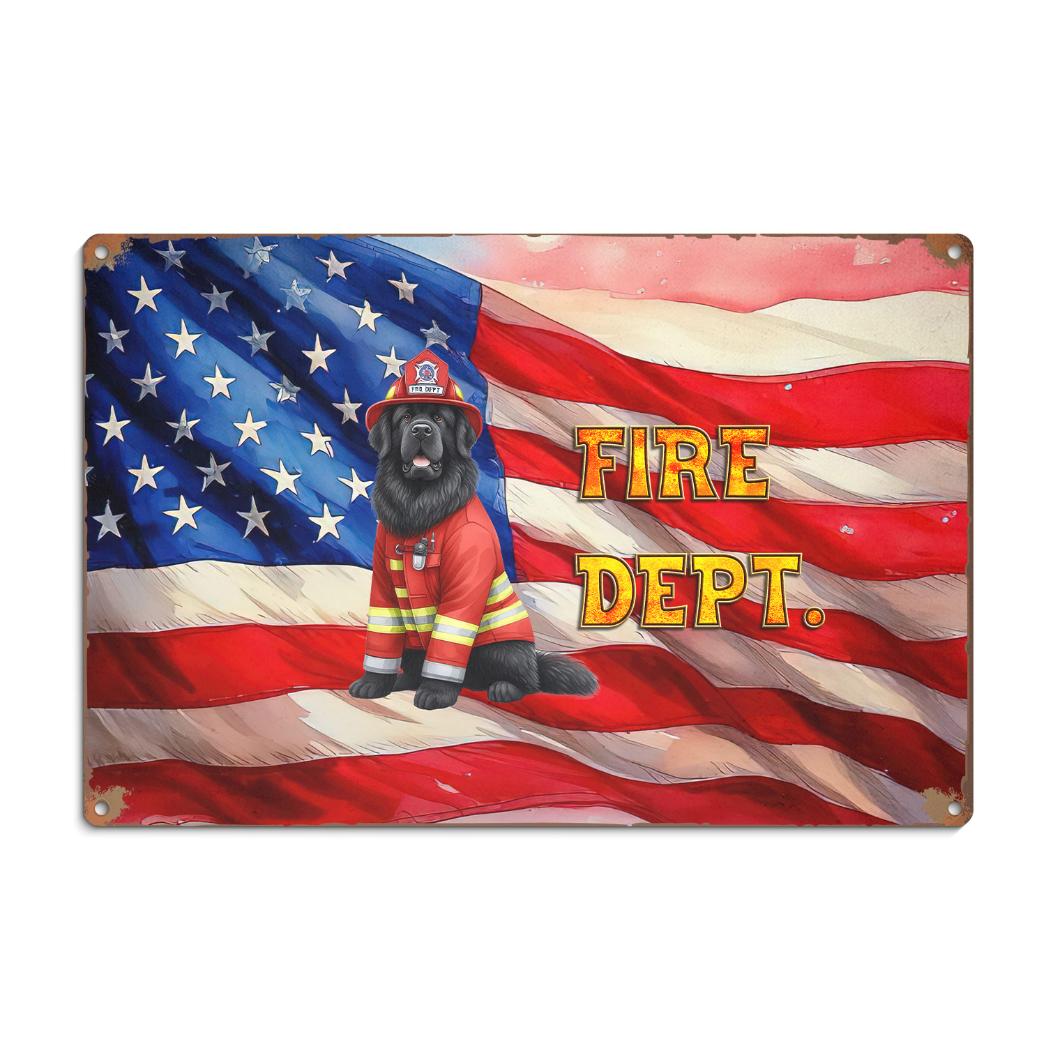 Firefighter Newfoundland Hero Rescue Fire Dept Fireman USA Flag ...