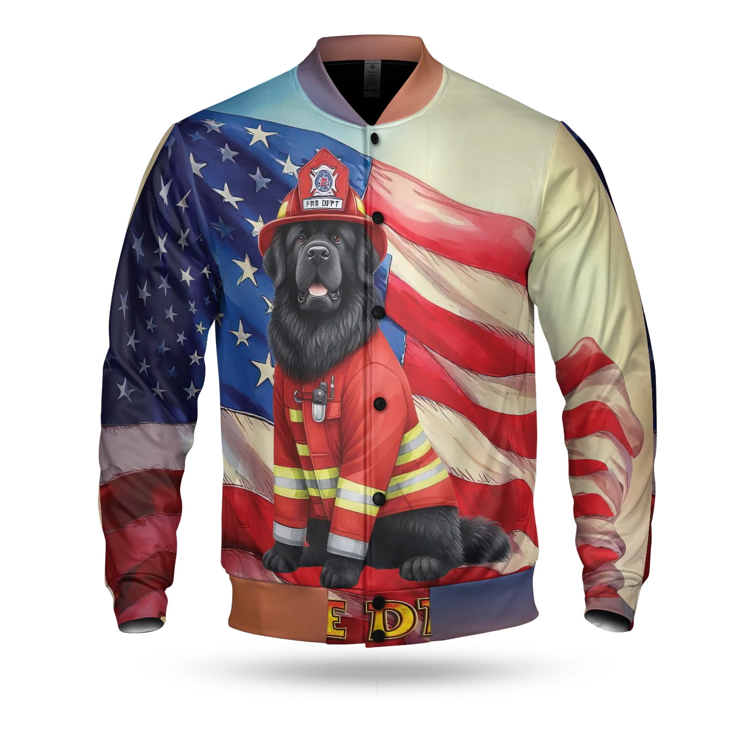 Firefighter Newfoundland Hero Rescue Fire Dept Fireman USA Flag All ...