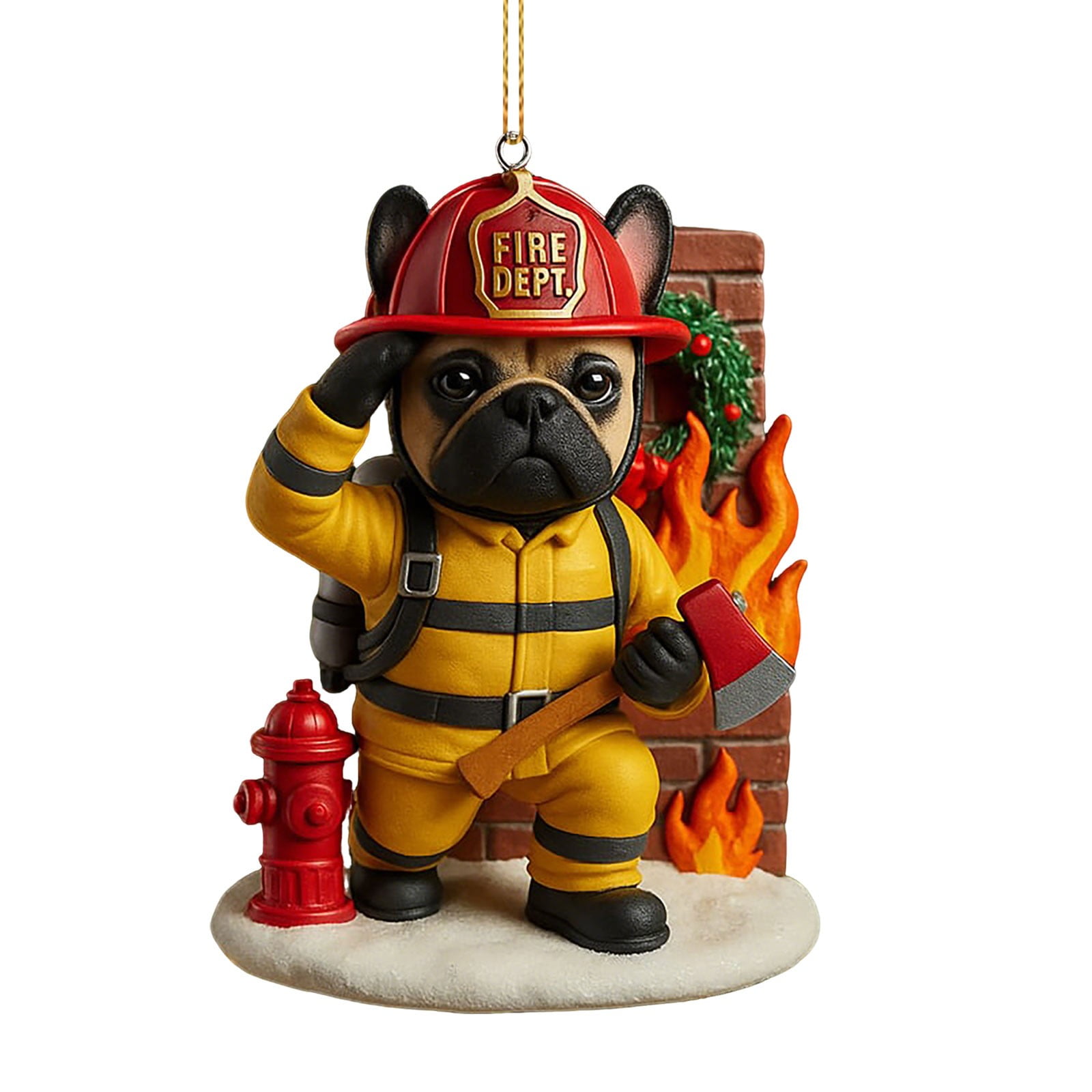 A Firefighter Ornament 2025 Collection Hanging Decoration Car Rearview ...