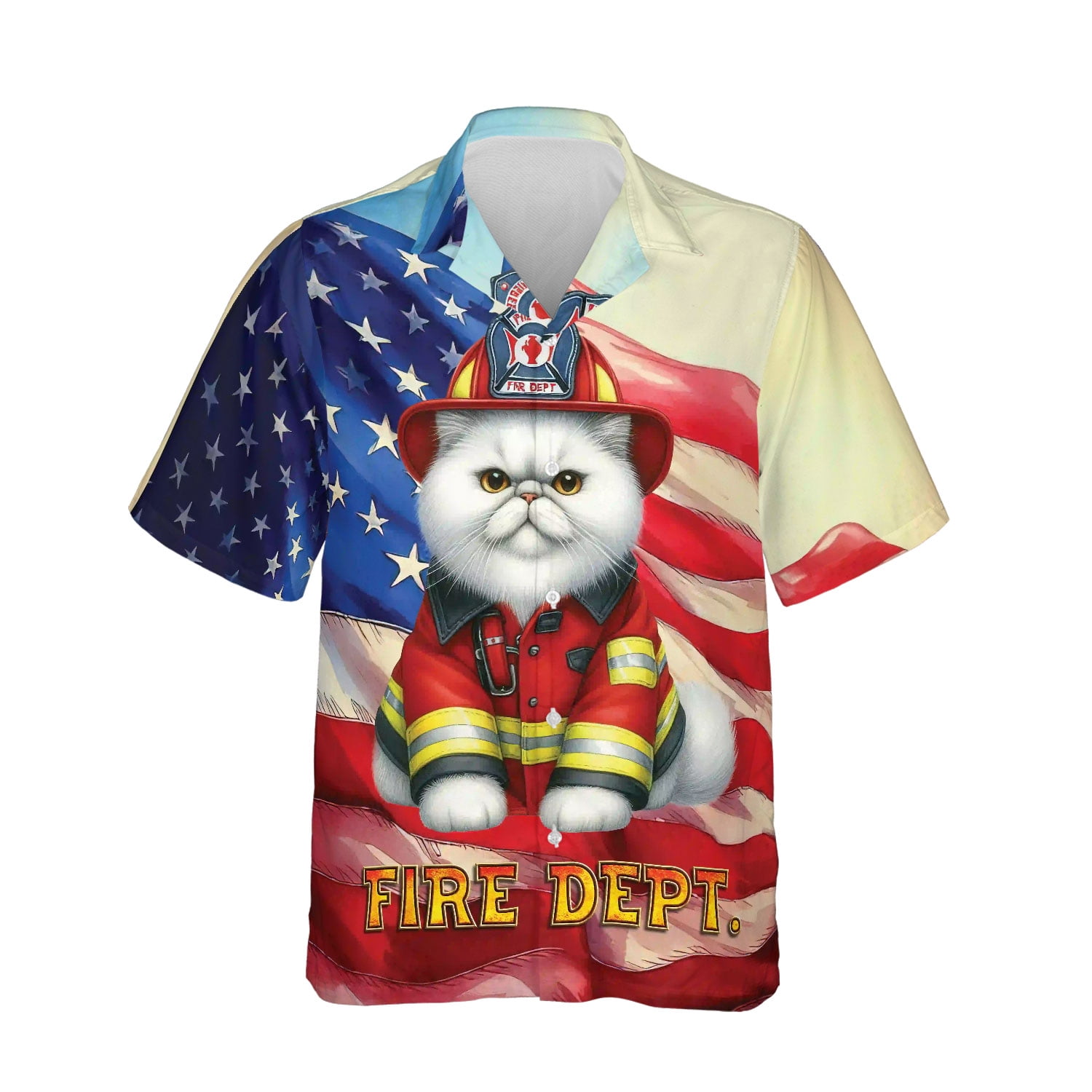 Firefighter Persian Hero Rescue Fire Dept Fireman USA Flag Hawaiian ...