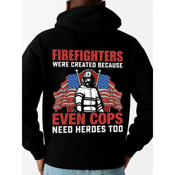 Firefighter Pride Funny Men's Hoodie - Black Regular Fit Funny, Urban ...