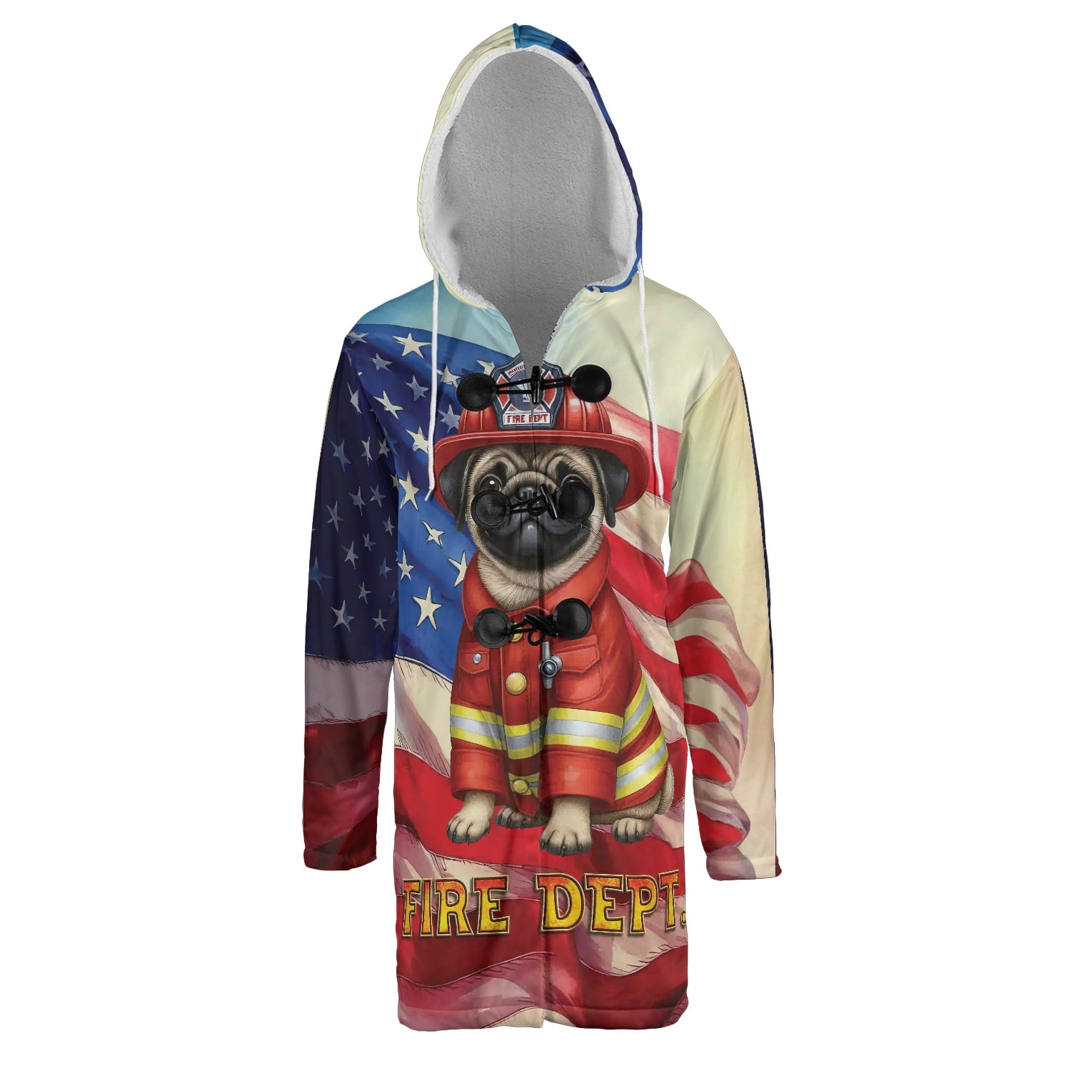 Firefighter Pug Hero Rescue Fire Dept Fireman USA Flag All Over Print ...