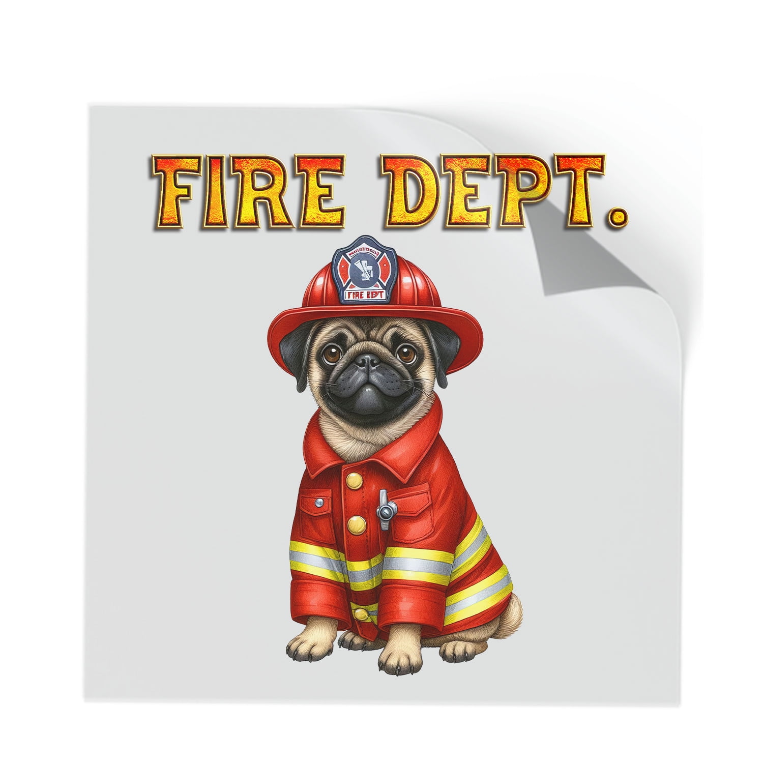 Firefighter Pug Hero Rescue Fire Dept Fireman USA Flag Cutout Transfer ...