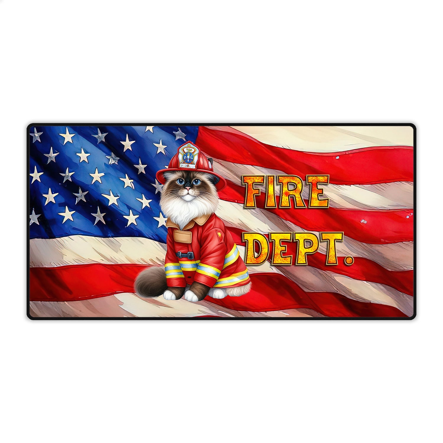 Firefighter Ragdoll Hero Rescue Fire Dept Fireman USA Flag Desk Mat ...