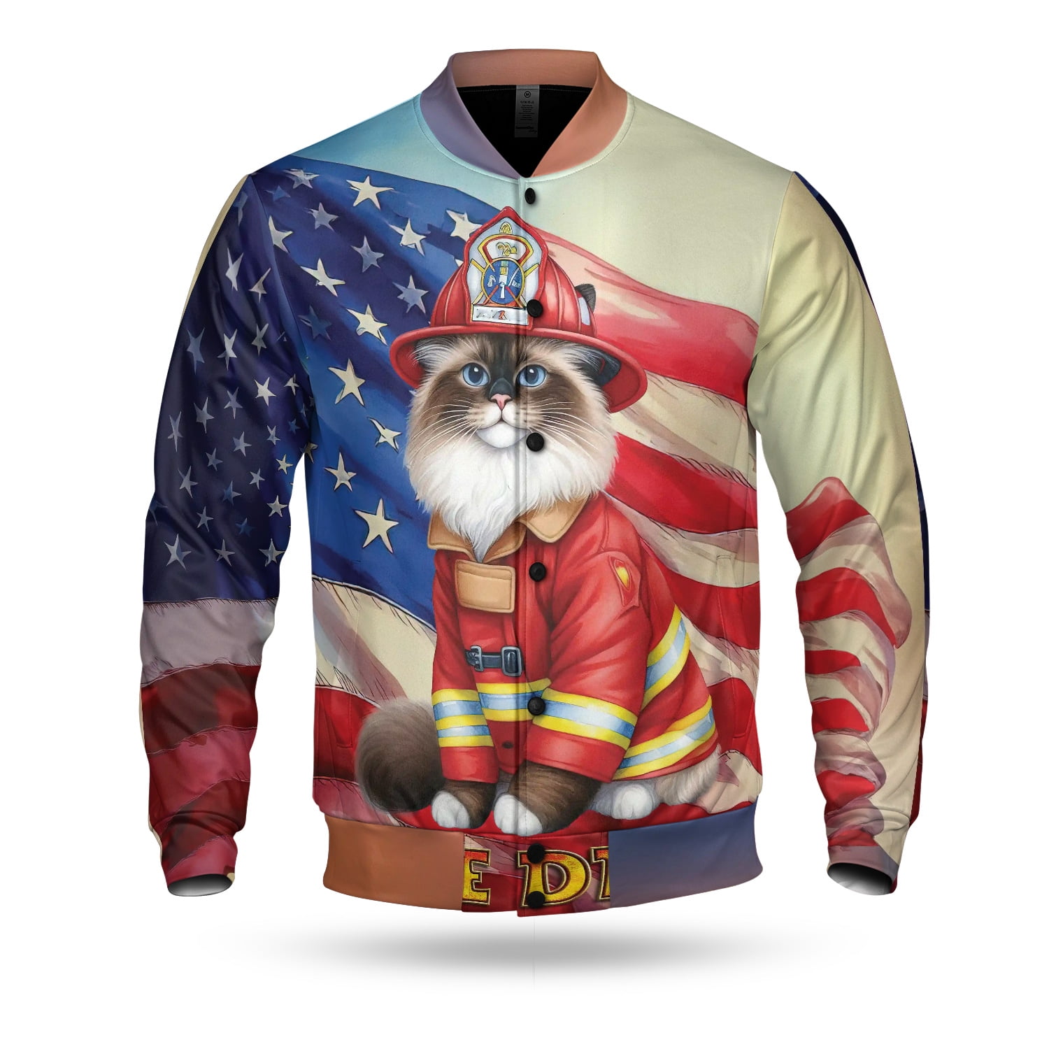 Firefighter Ragdoll Hero Rescue Fire Dept Fireman USA Flag All Over ...