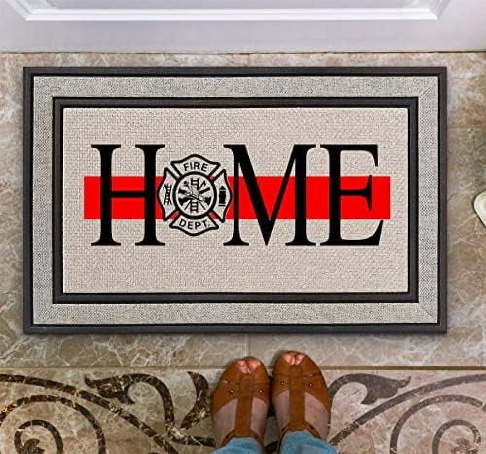 Firefighter Red Line Doormat Indoor Outdoor Entrance Door Mat Bath Rug ...