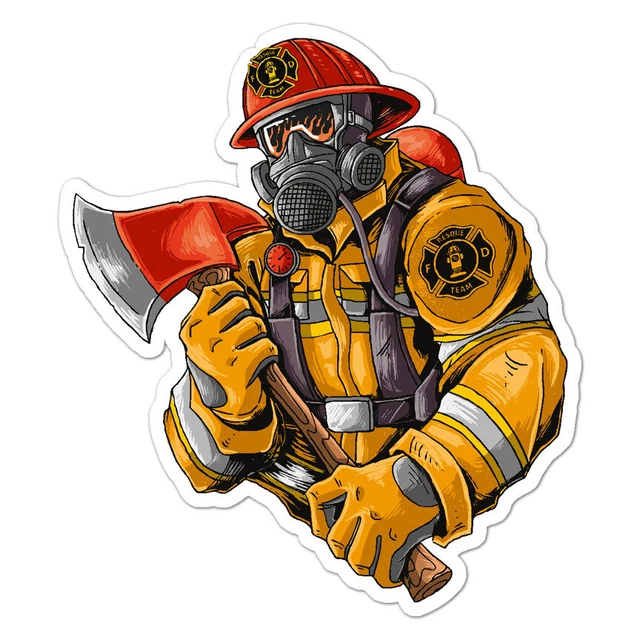 Firefighter Rescue Sticker Indoor Outdoor Phone Decal Water Bottle ...