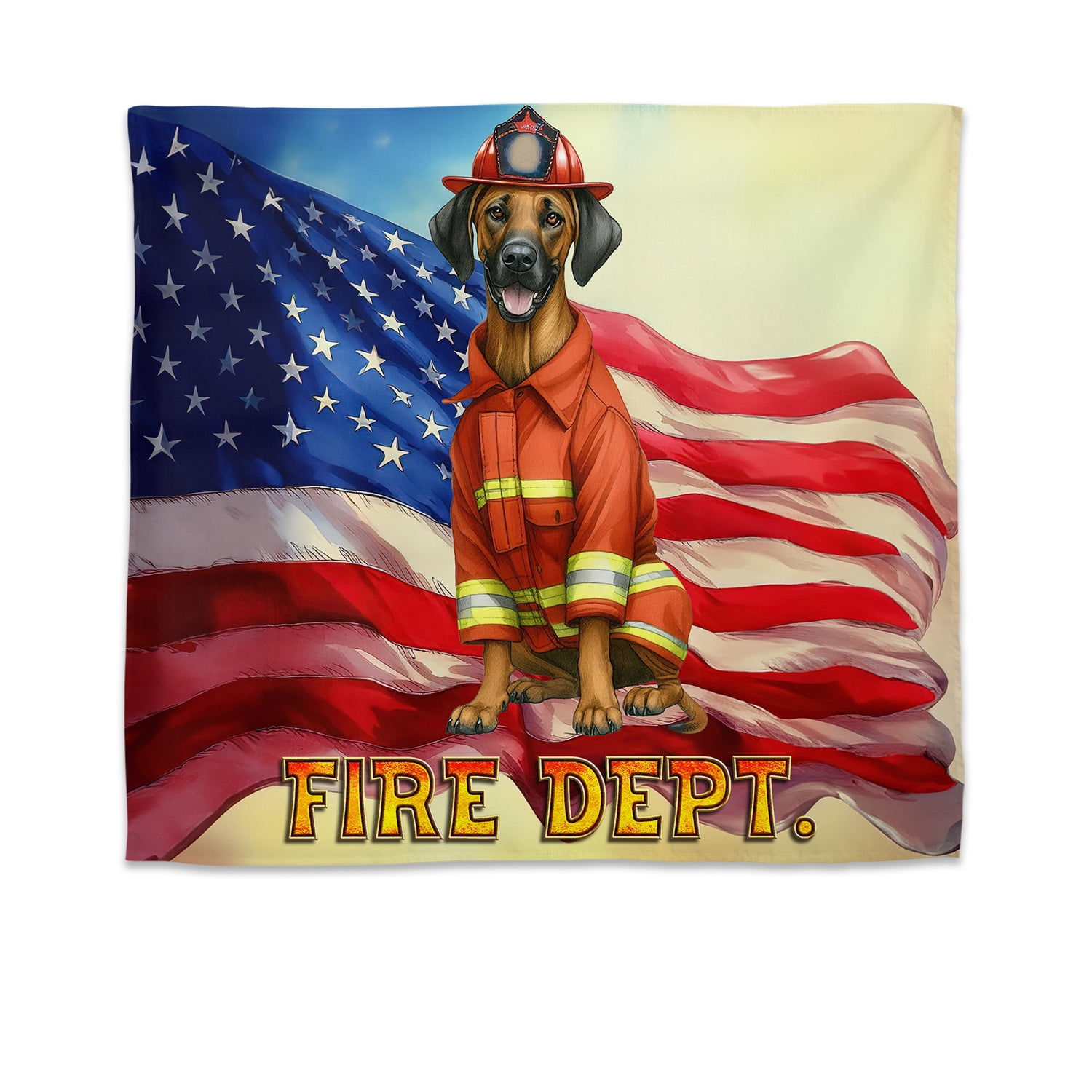 Firefighter Rhodesian Ridgeback Hero Rescue Fire Dept Fireman USA Flag ...
