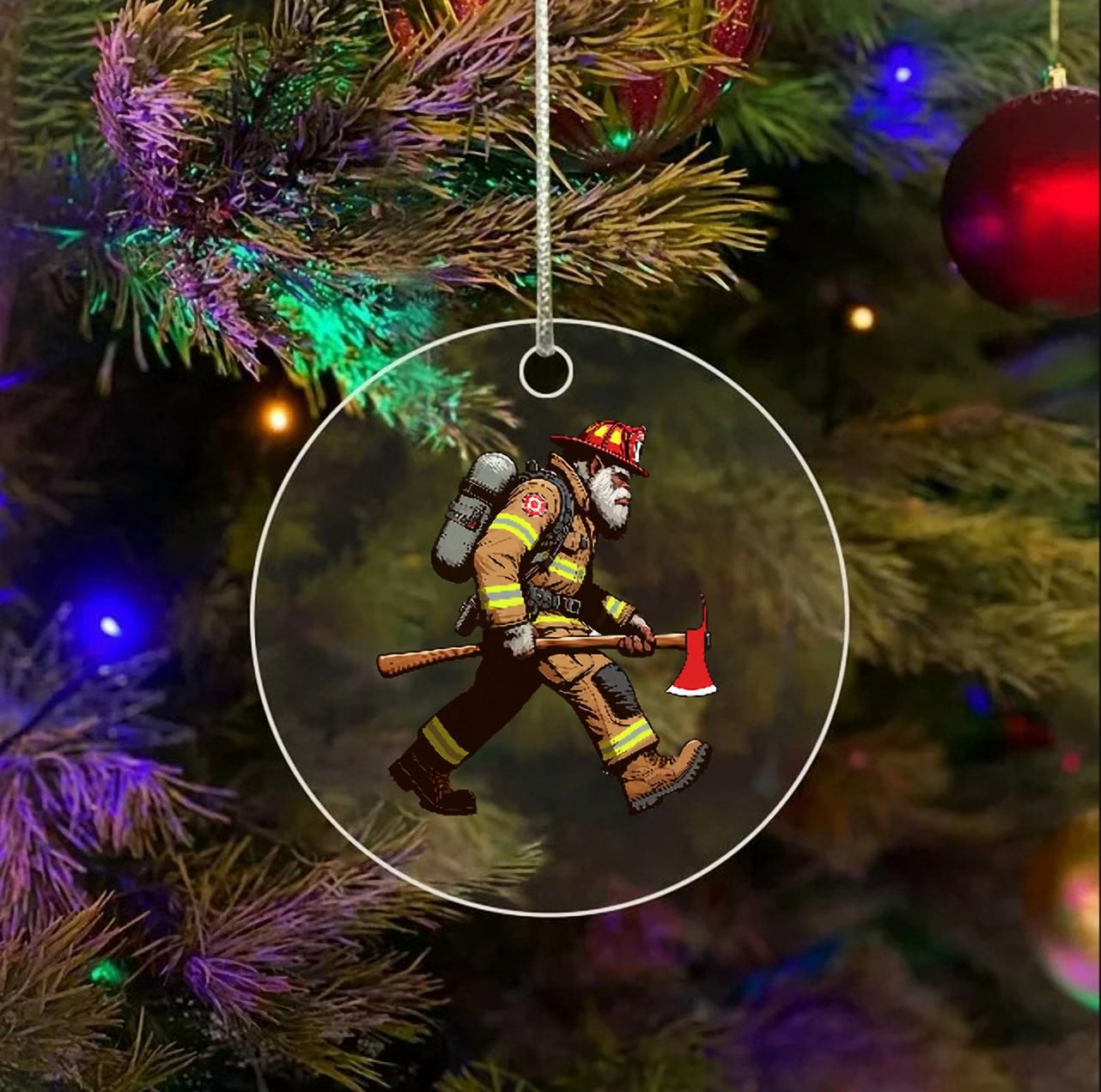 Firefighter Sasquatch Big Foot Fireman Rescuer Yeti Ornament, Home ...
