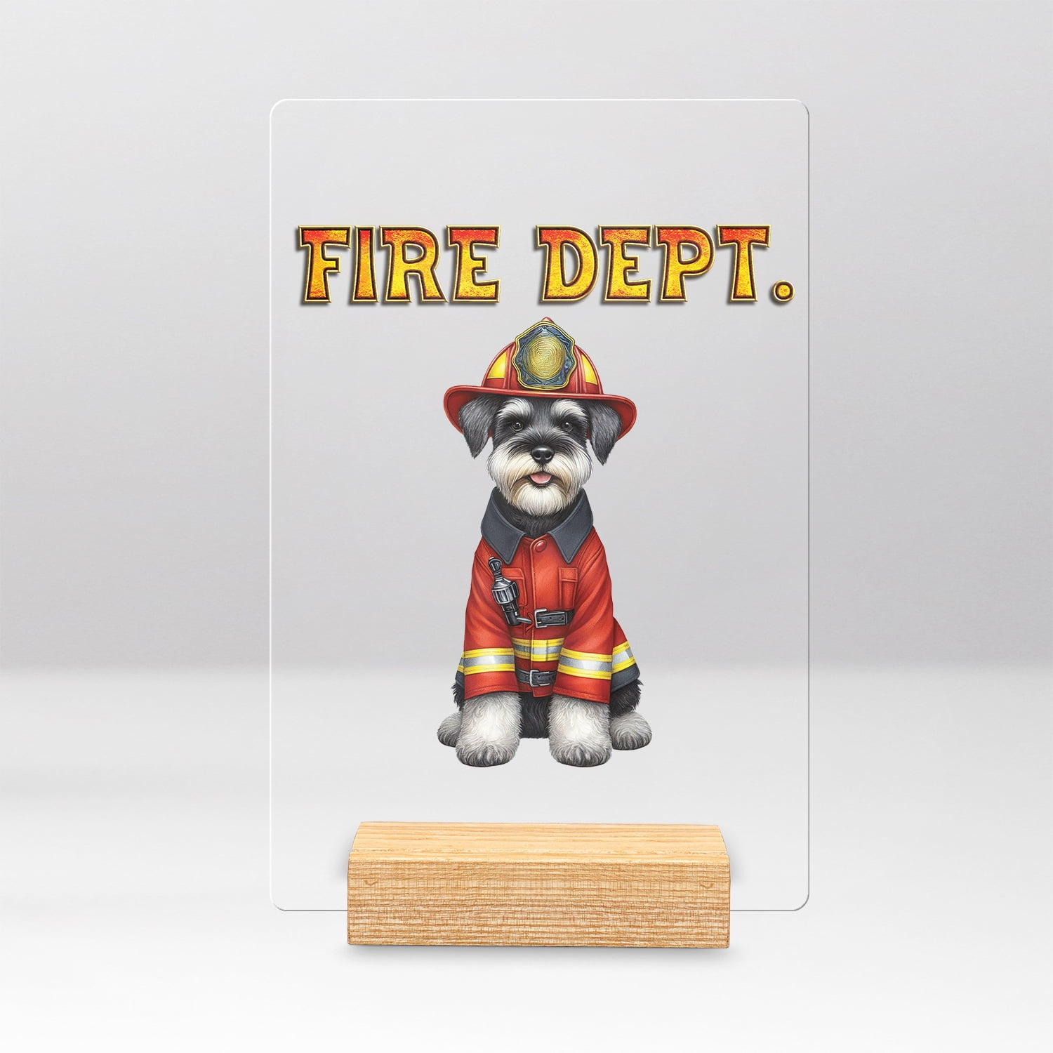 Firefighter Schnauzer Hero Rescue Fire Dept Fireman USA Flag Acrylic ...