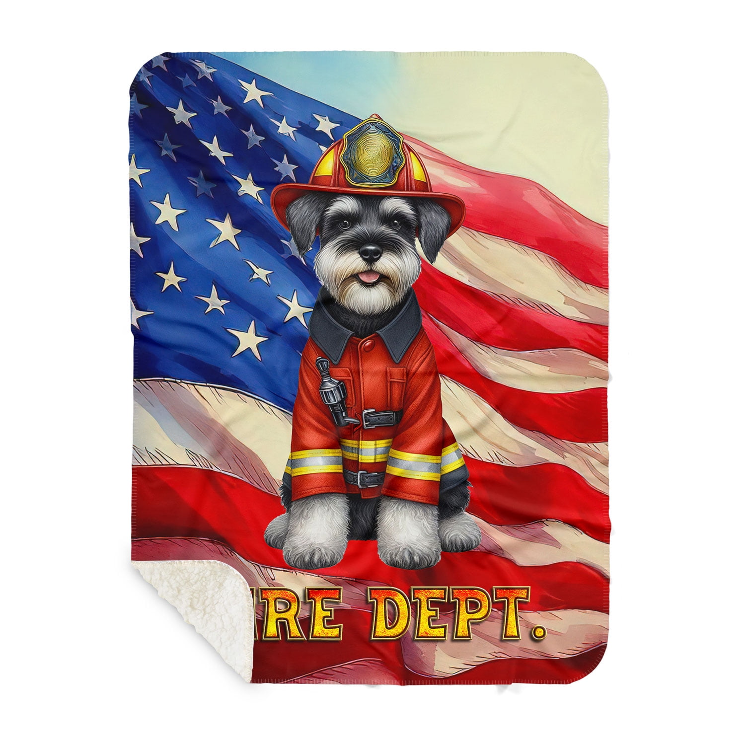 Firefighter Schnauzer Hero Rescue Fire Dept Fireman USA Flag Cozy ...