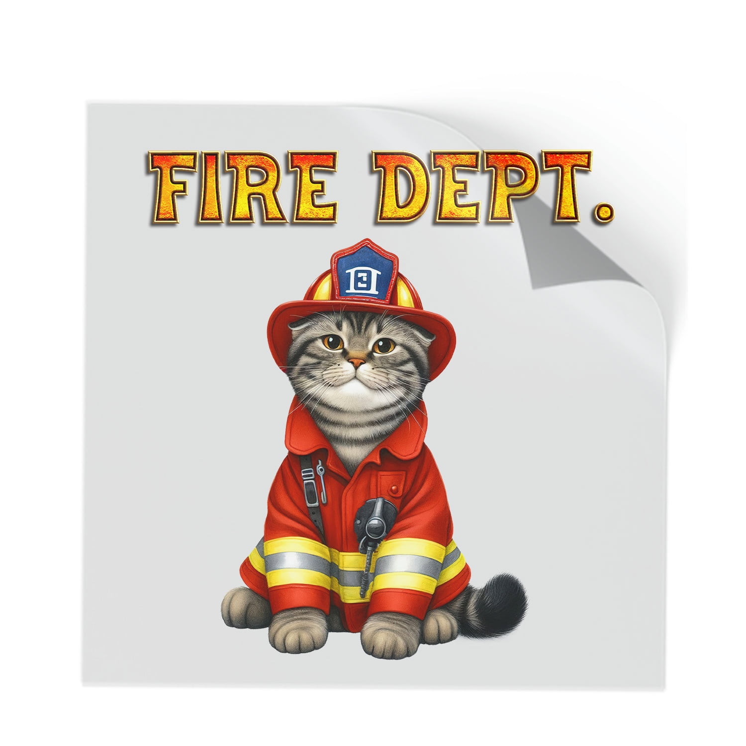 Firefighter Scottish Fold Hero Rescue Fire Dept Fireman USA Flag Cutout ...