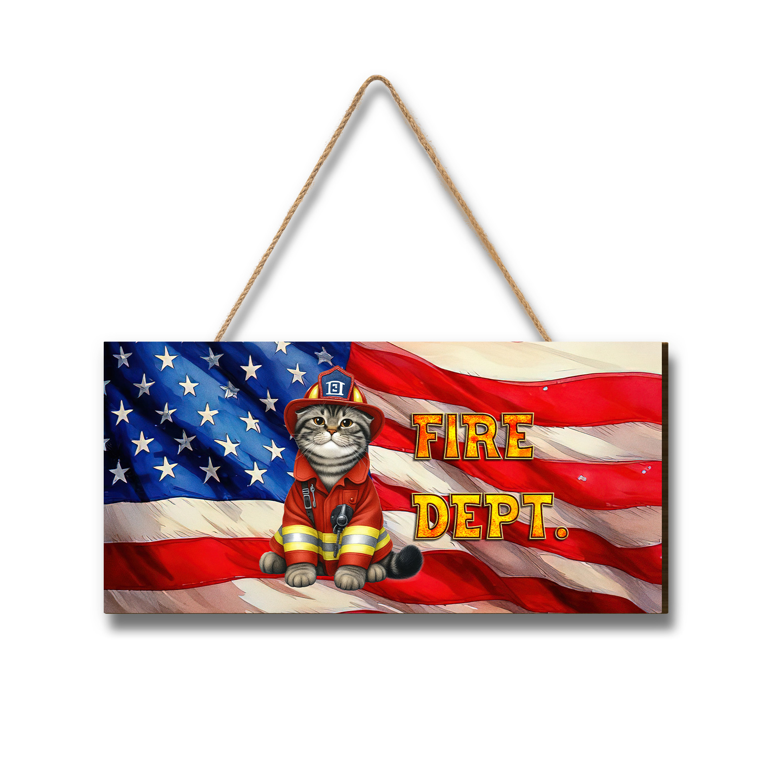 Firefighter Scottish Fold Hero Rescue Fire Dept Fireman USA Flag ...