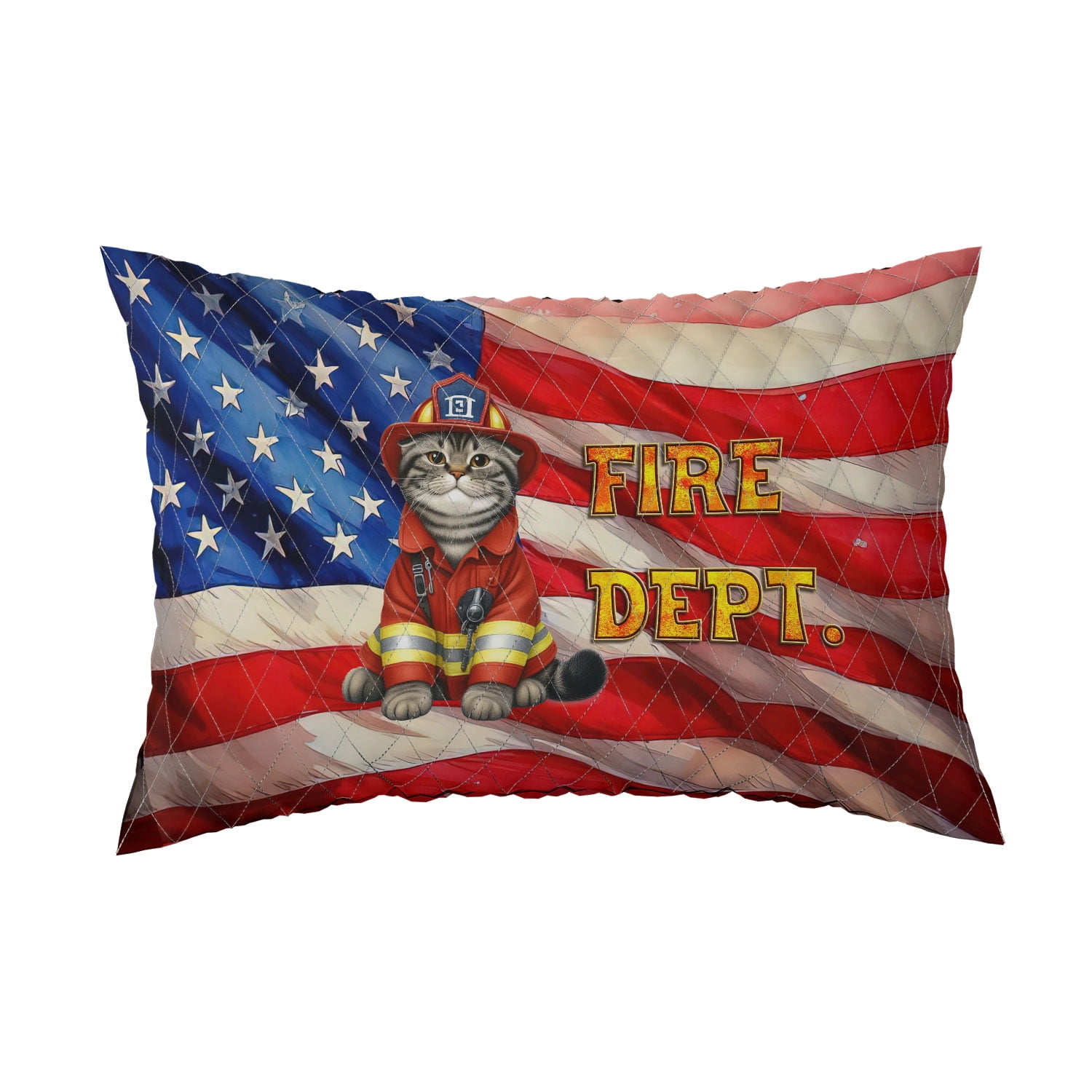 Firefighter Scottish Fold Hero Rescue Fire Dept Fireman USA Flag Quilt ...