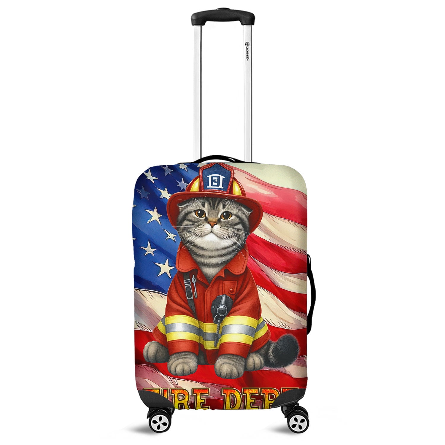 Firefighter Scottish Fold Hero Rescue Fire Dept Fireman USA Flag Travel ...