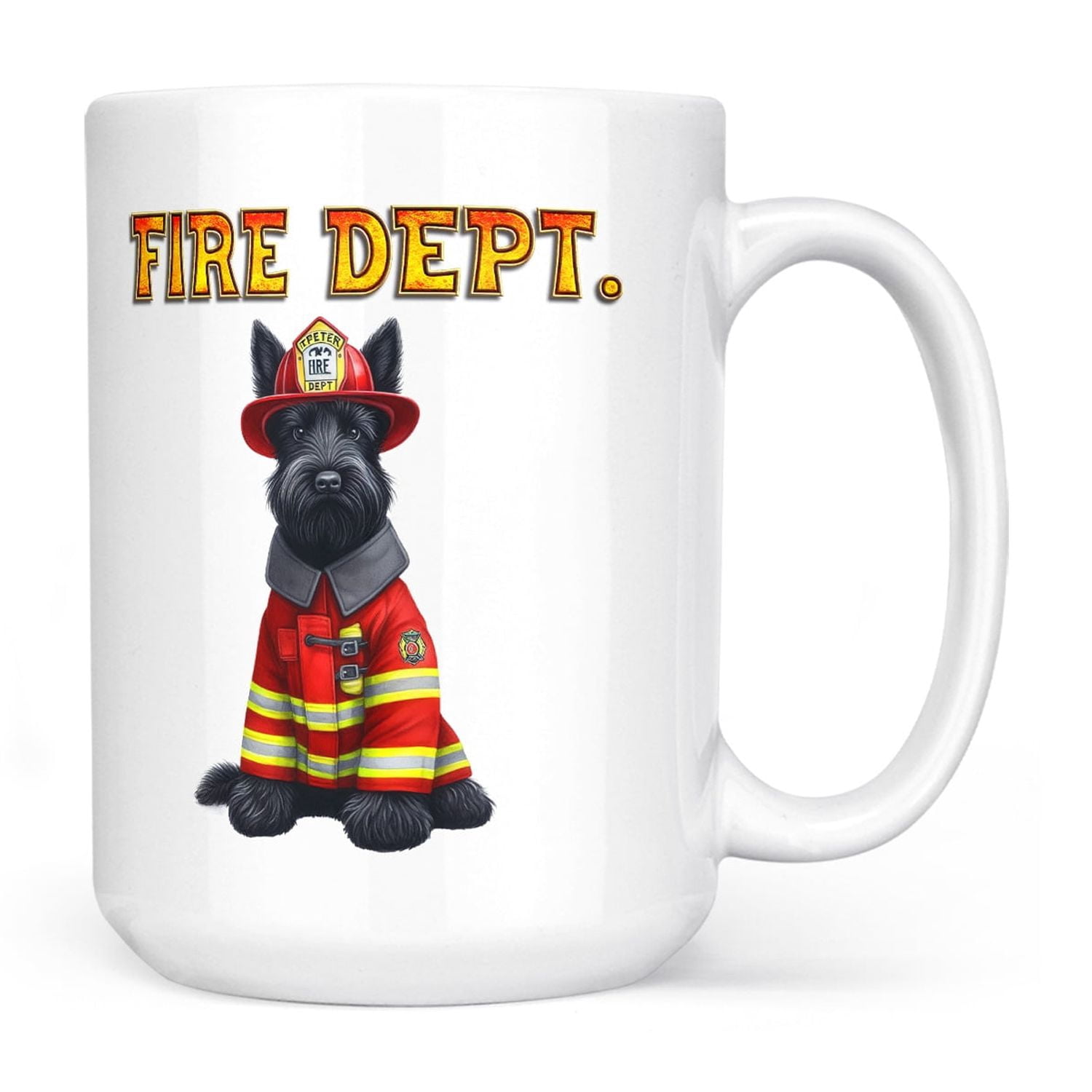Firefighter Scottish Terrier Hero Rescue Fire Dept Fireman USA Flag Mug ...