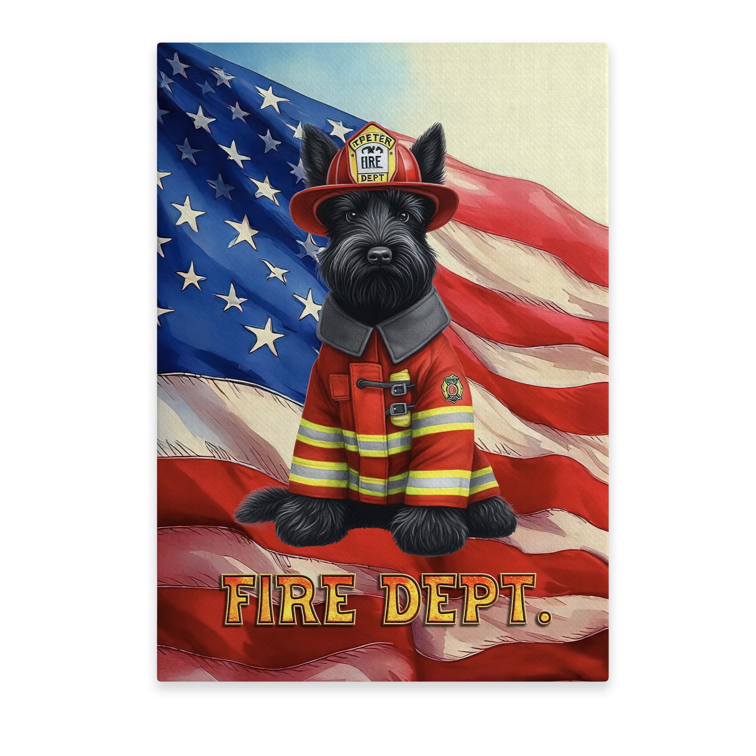Firefighter Scottish Terrier Hero Rescue Fire Dept Fireman USA Flag ...
