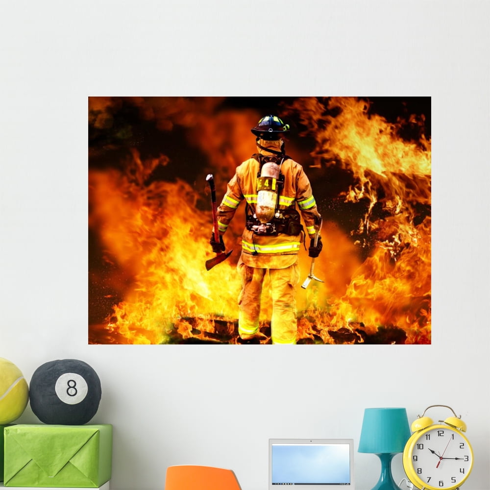 Firefighter Searches for Possible Wall Mural by Wallmonkeys Peel and ...