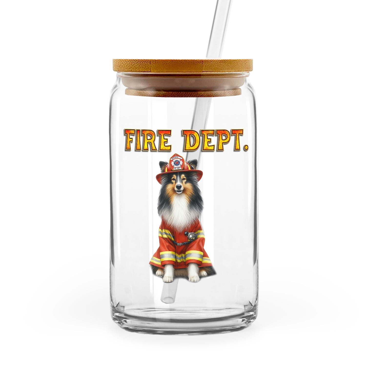 Firefighter Shetland Sheepdog Hero Rescue Fire Dept Fireman USA Flag ...