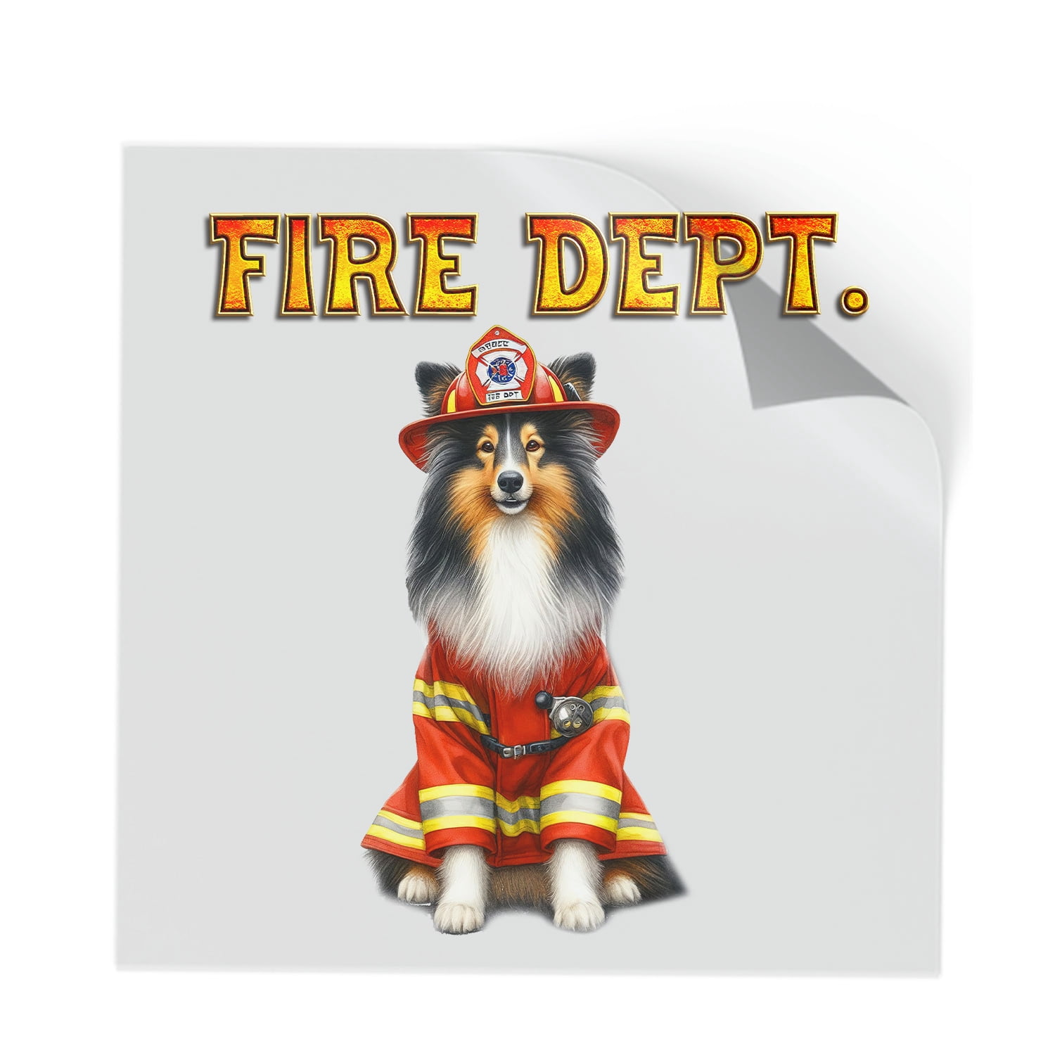 Firefighter Shetland Sheepdog Hero Rescue Fire Dept Fireman USA Flag ...