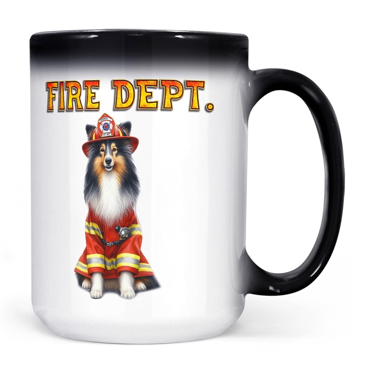 Firefighter Shetland Sheepdog Hero Rescue Fire Dept Fireman USA Flag ...