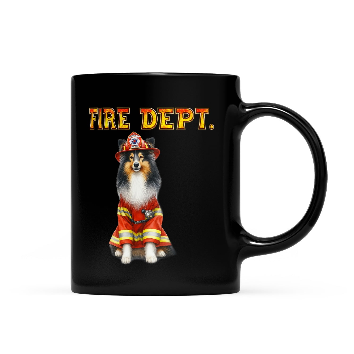 Firefighter Shetland Sheepdog Hero Rescue Fire Dept Fireman USA Flag ...