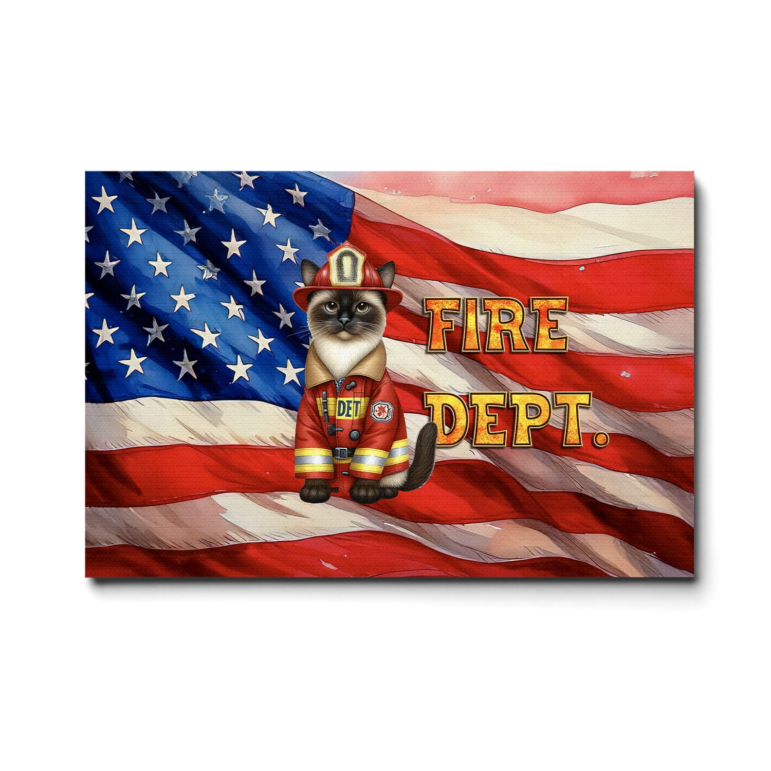 Firefighter Siamese Hero Rescue Fire Dept Fireman USA Flag Horizontal ...