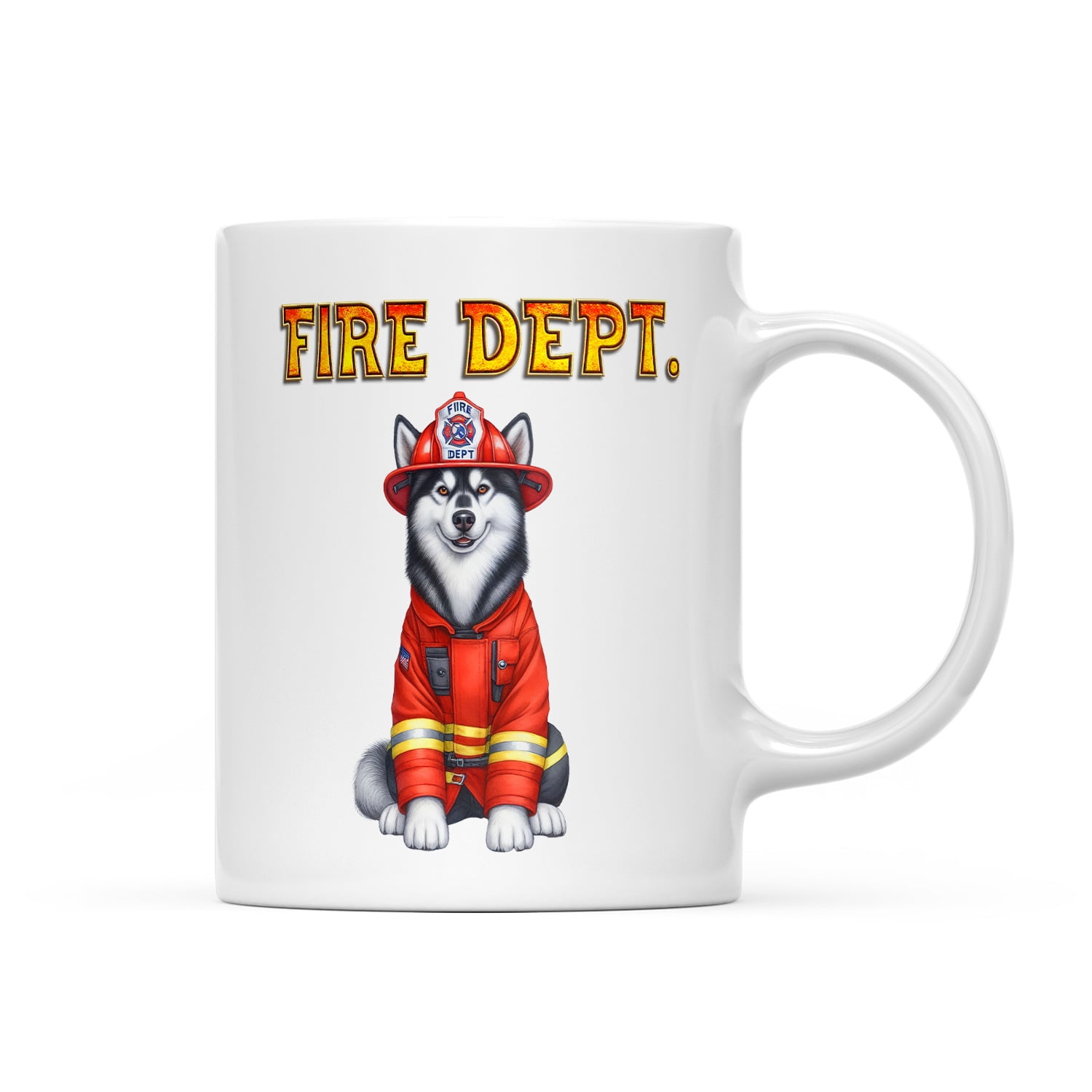 Firefighter Siberian Husky Hero Rescue Fire Dept Fireman USA Flag Mug ...