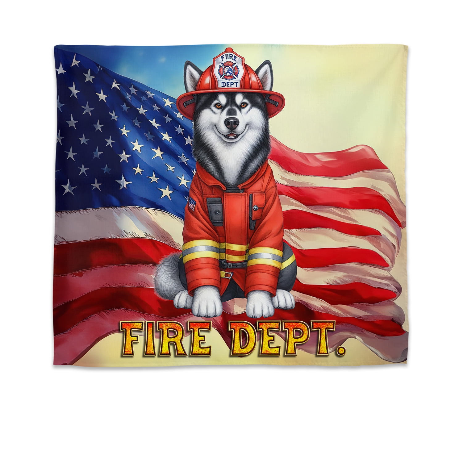 Firefighter Siberian Husky Hero Rescue Fire Dept Fireman USA Flag ...