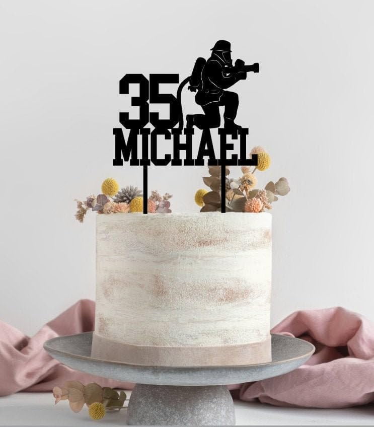 Firefighter Silhouette Cake Topper,Soy Bombero Happy Birthday Cake Topp ...