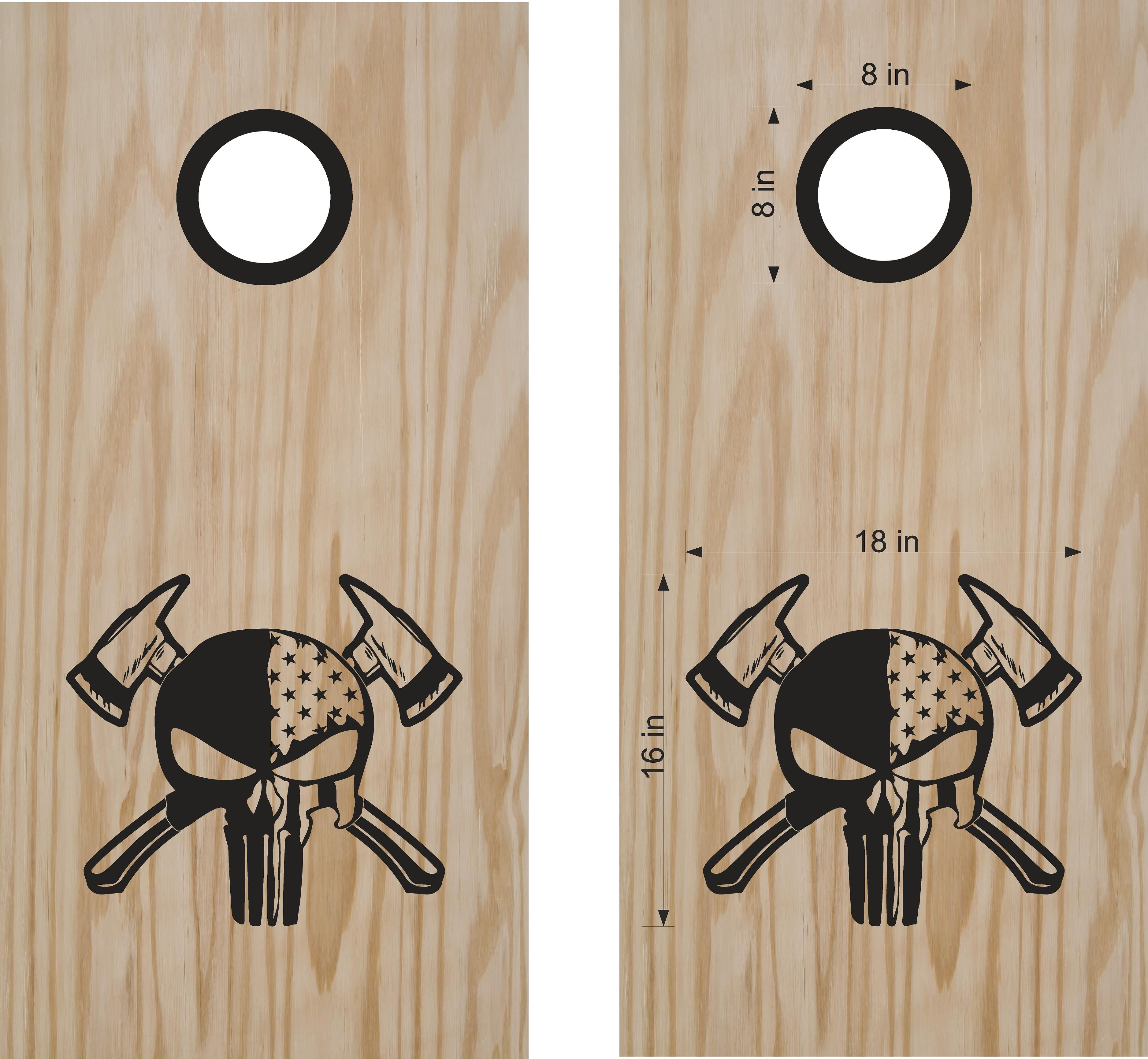 Firefighter Skull Decals for Cornhole Boards - Stars Design Stickers ...