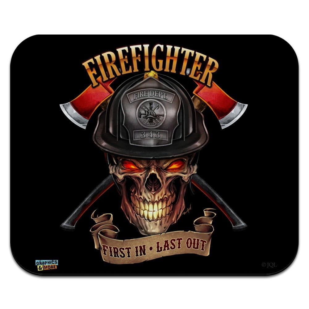 Firefighter Skull First In Last Out Fireman Low Profile Thin Mouse Pad ...