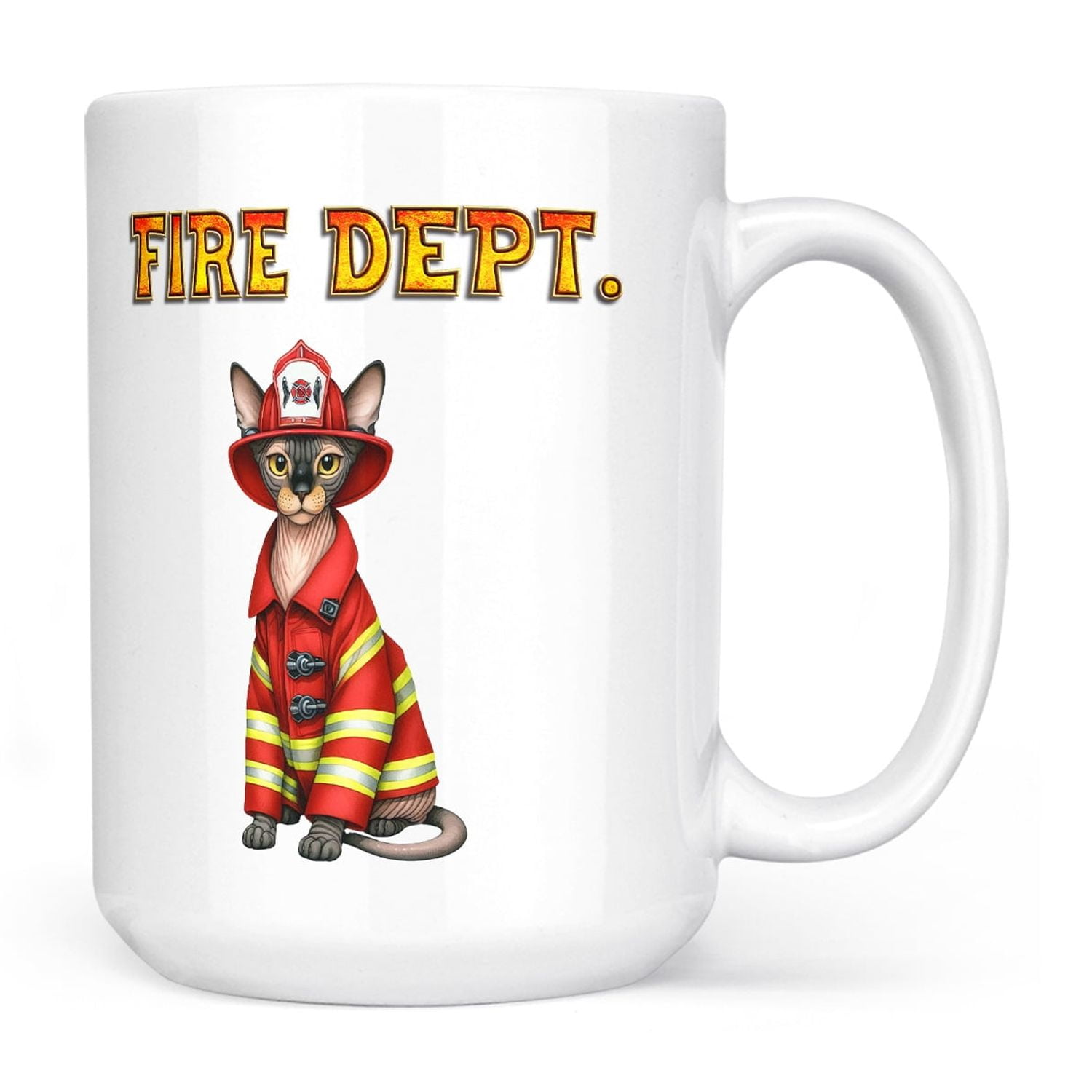 Firefighter Sphynx Hero Rescue Fire Dept Fireman USA Flag Mug Cat Lover ...