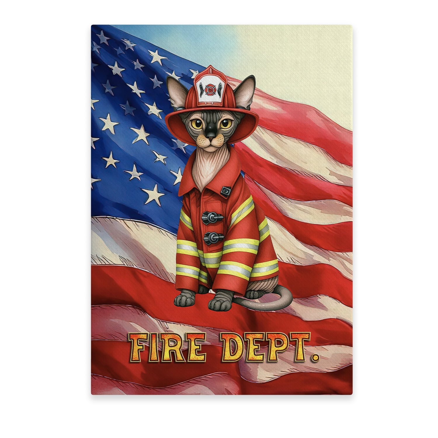 Firefighter Sphynx Hero Rescue Fire Dept Fireman USA Flag Vertical ...