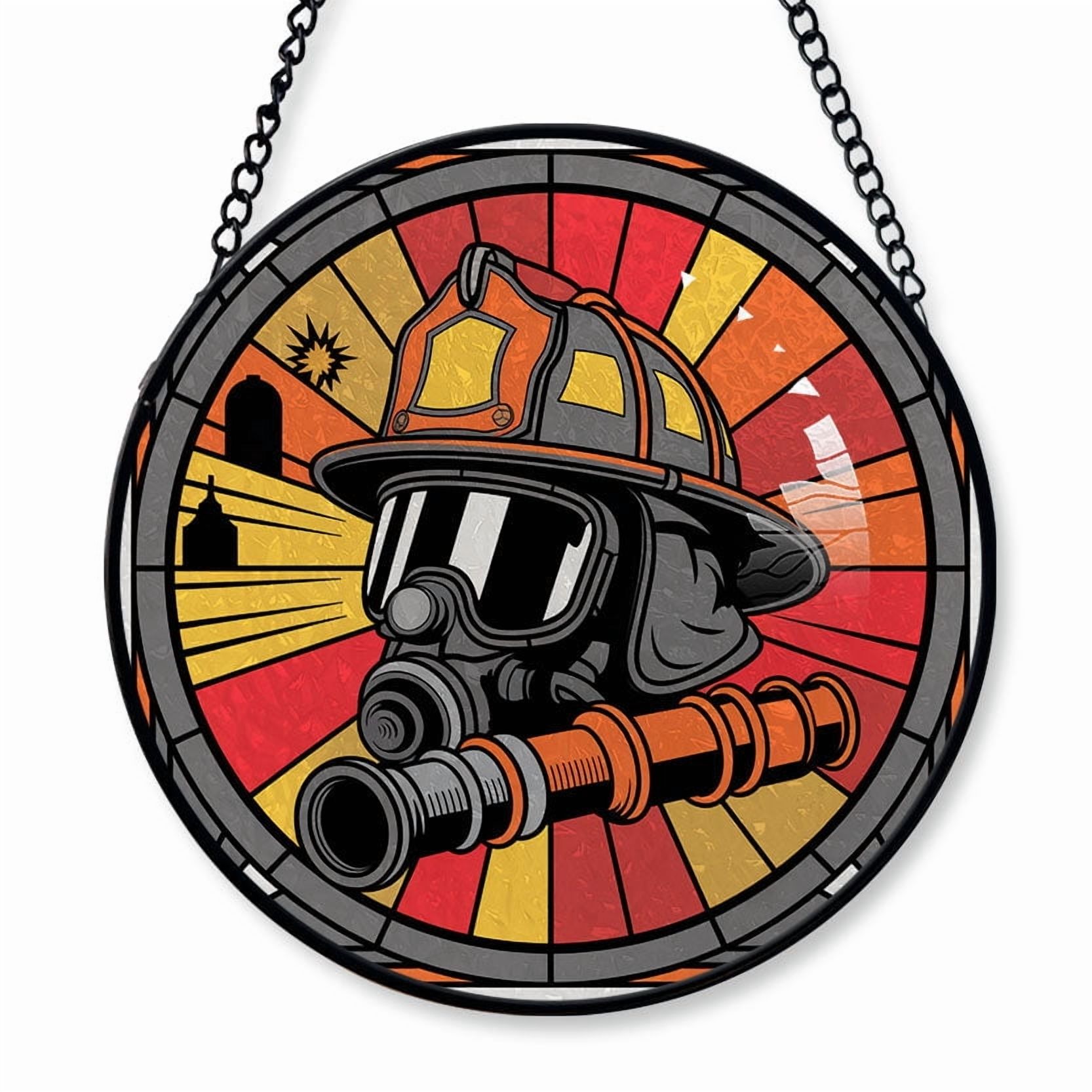 Firefighter Stained Glass Suncatcher Window Hanging – Christmas 2025 ...